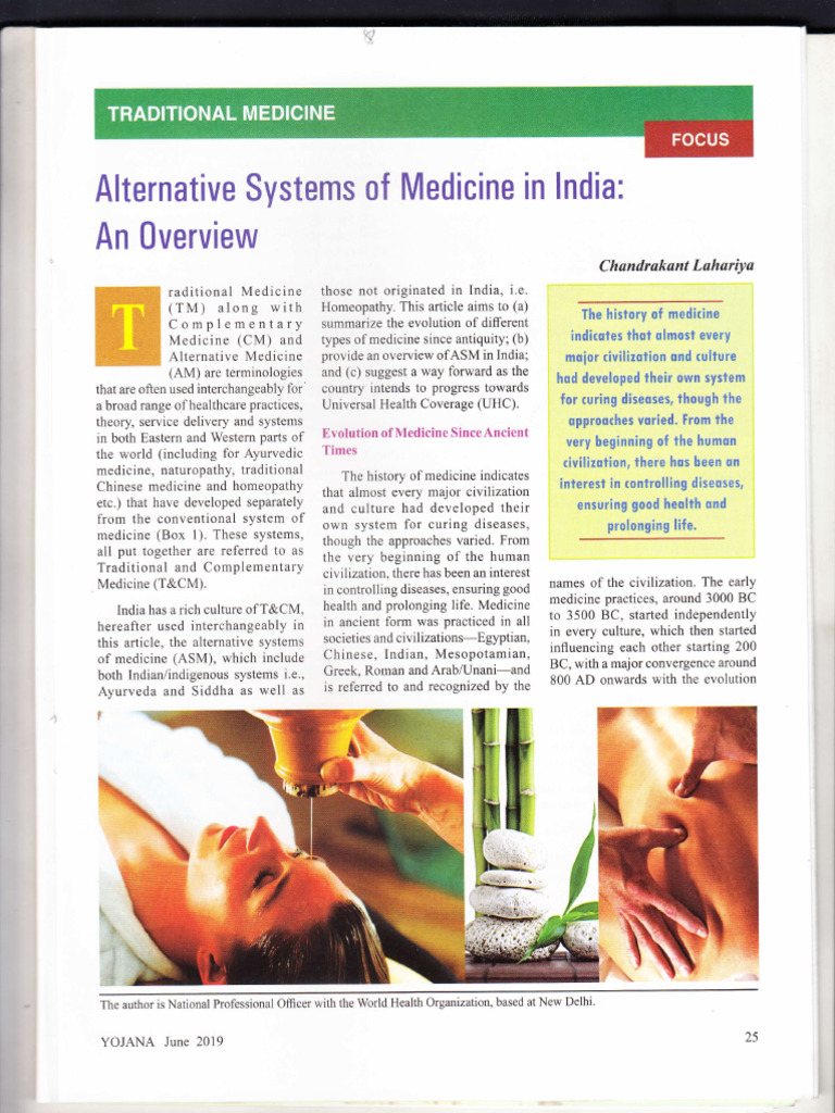 Yojana Alternative Systems of Medicine in India An Overview22!06!2019 ...
