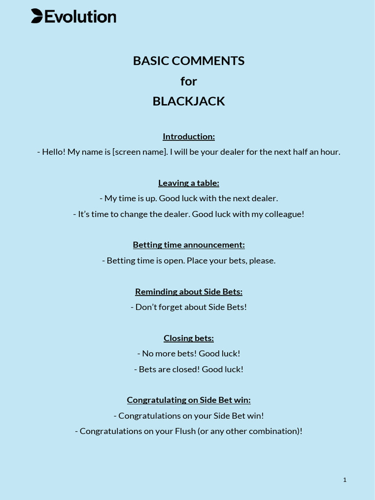 Blackjack Dealer Communication Guide | PDF | Board Games | Ephemera
