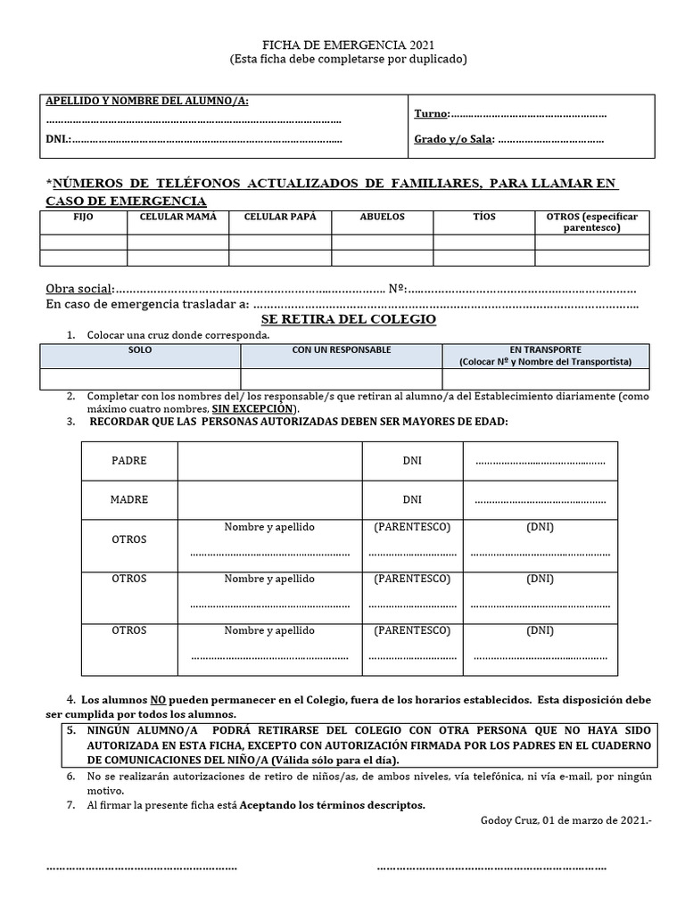 Ficha Retiro MODIFICADA 2021 | PDF