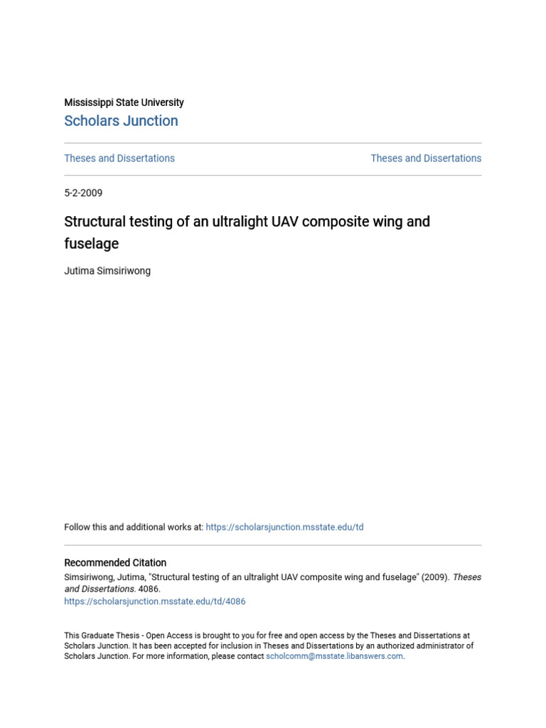 Structural Testing of An Ultralight UAV Composite Wing and Fusela | PDF ...