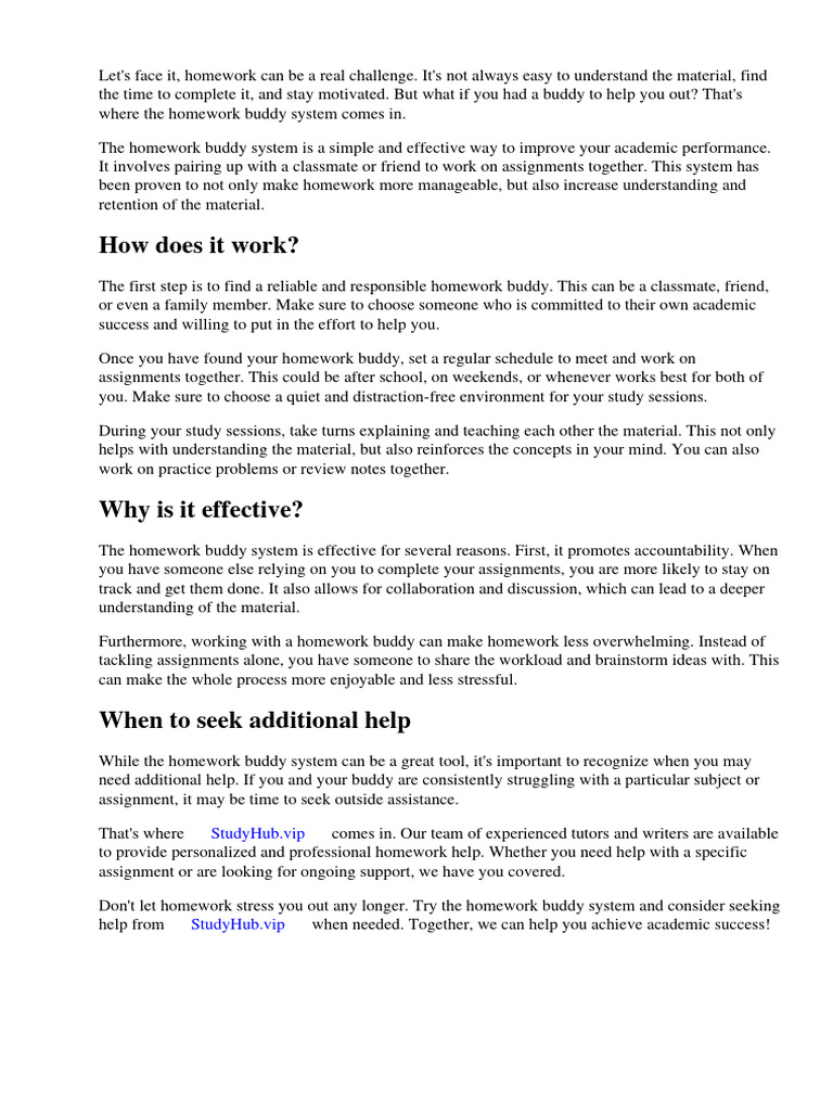 Homework Buddy System | Download Free PDF | Homework | Teachers