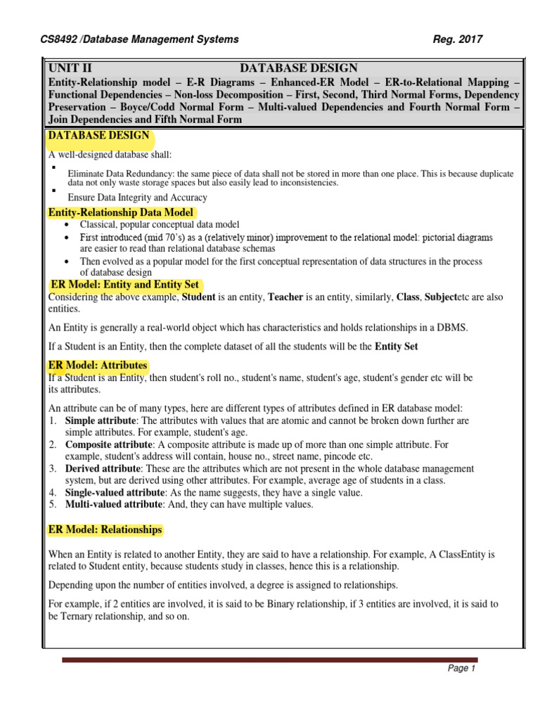 CS8492 - DBMS - Unit 2 | PDF | Relational Model | Relational Database CS8492 - DBMS - Unit 2 | PDF | Relational Model | Relational Database