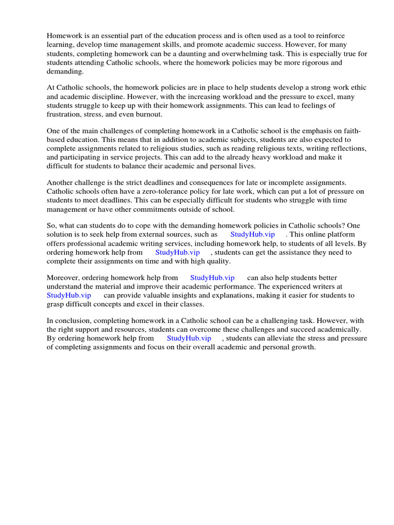 Catholic School Homework Policies | PDF | Homework | Teachers