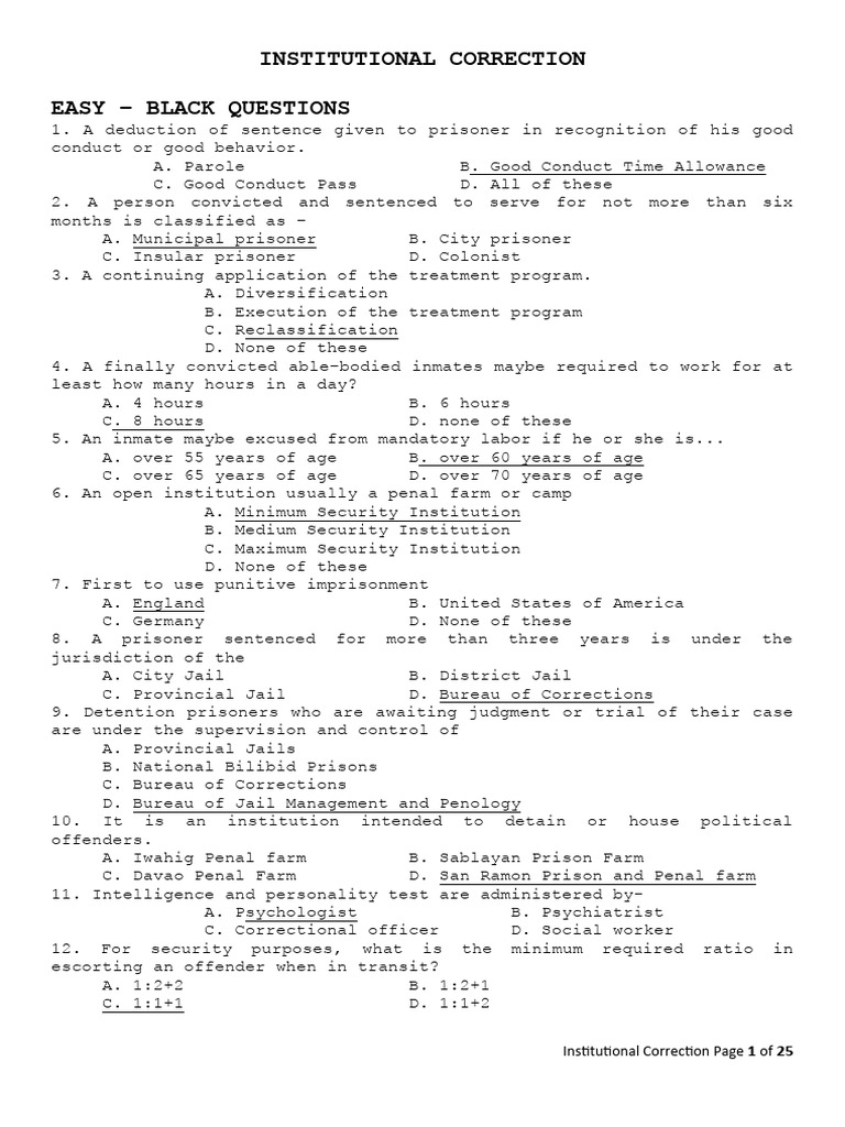Institutional Correctional K 1 | PDF | Prison | Rehabilitation (Penology)