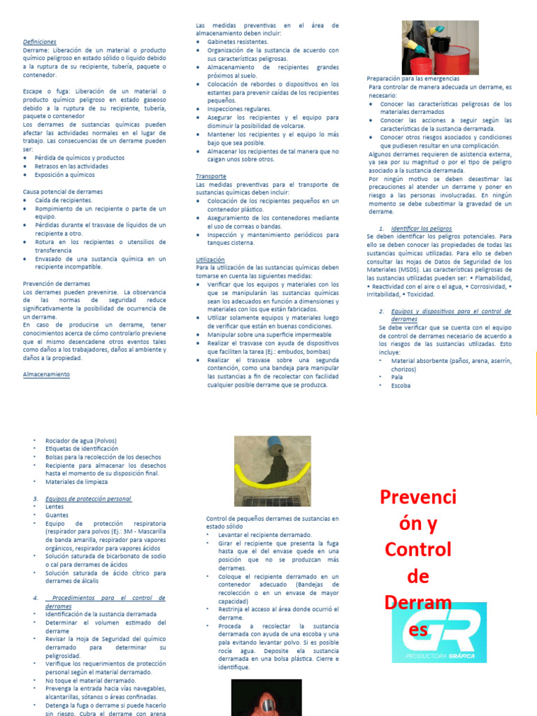 Triptico Control de Derrames | Descargar gratis PDF | Química