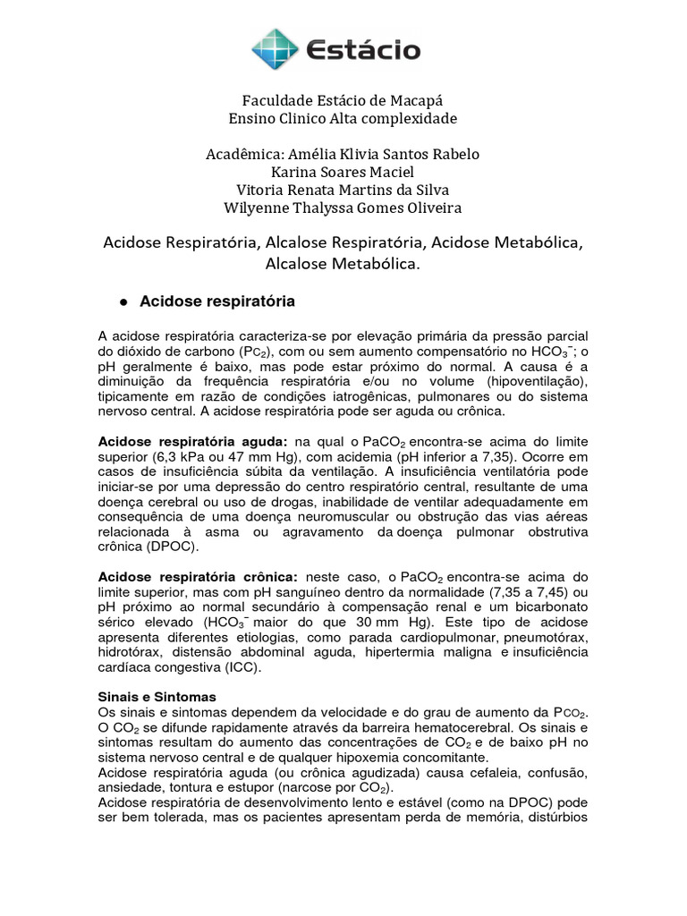 Acidose - Alcalose | PDF | Diabetes | Sangue