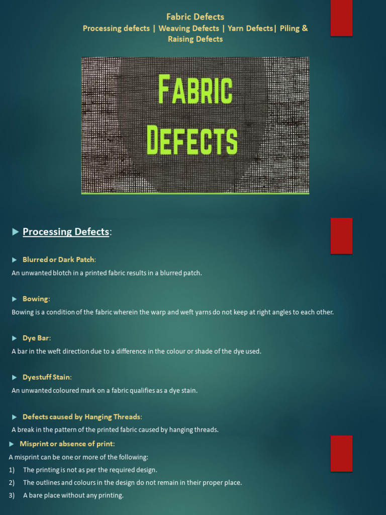 Fabric Defects | Download Free PDF | Textiles | Dyeing