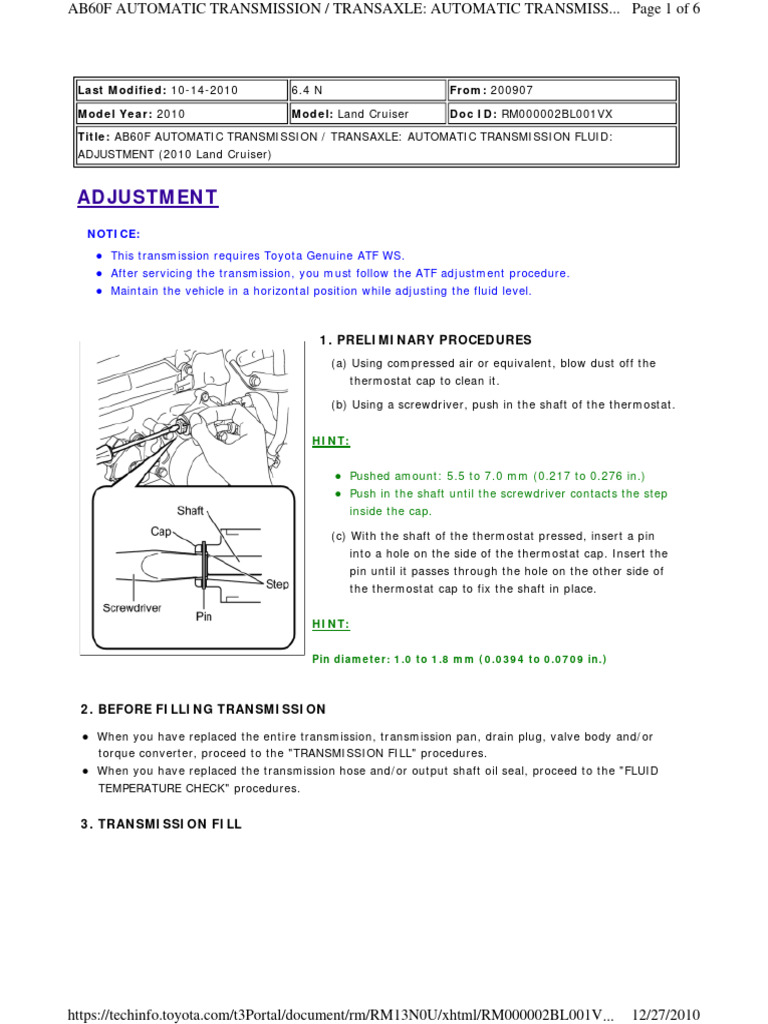 Ab60f Autobox Adjustment | PDF | Automatic Transmission | Vehicle ...