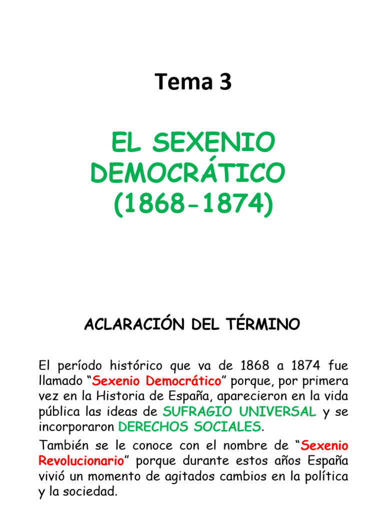 Tema 3 Sexenio Democrático - 24 | PDF | España | Ciencias Políticas