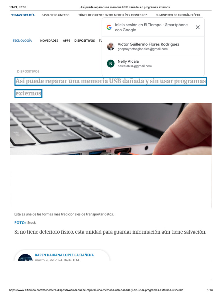 Así Puede Reparar Una Memoria USB Dañada Sin Programas Externos | PDF | Almacenamiento de datos ...