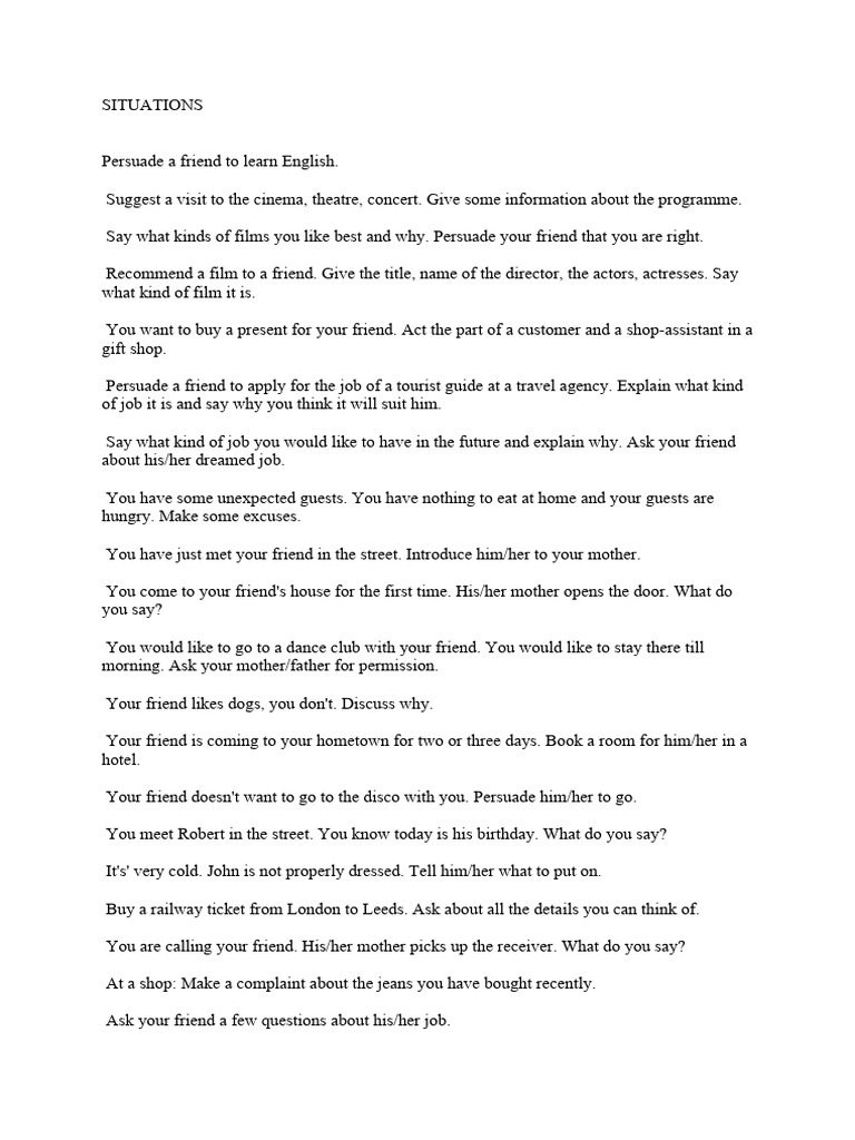 Matura SITUATIONS | PDF