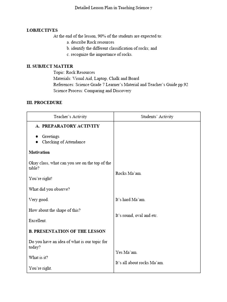 Lesson Plan: Understanding Rock Resources | PDF | Rock (Geology ...