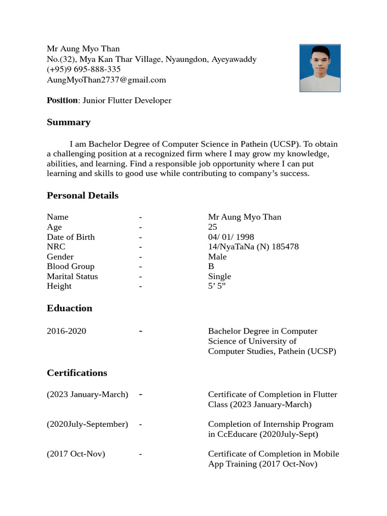 Junior Flutter Developer | PDF | Behavior Modification | Cognition