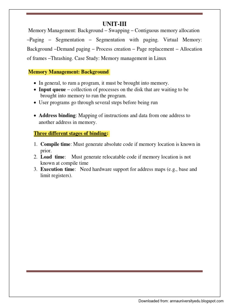 Cs8493 Operating System 3 | PDF | Process (Computing) | Library (Computing)