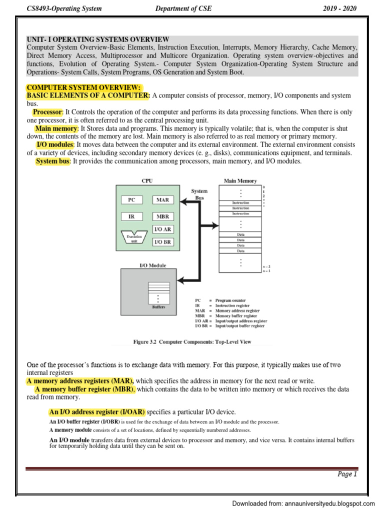 CS8493 Operating System 1 | PDF | Cpu Cache | Computer Data Storage
