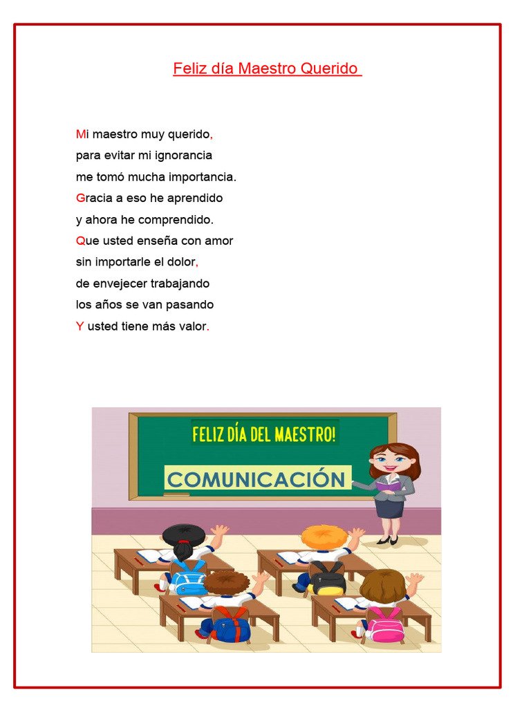 Feliz Día Maestra Querida | PDF