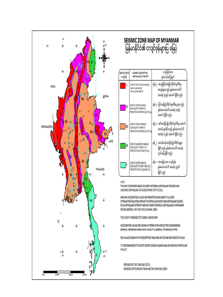 Seismic Zone Map Myanmar 2012 | PDF