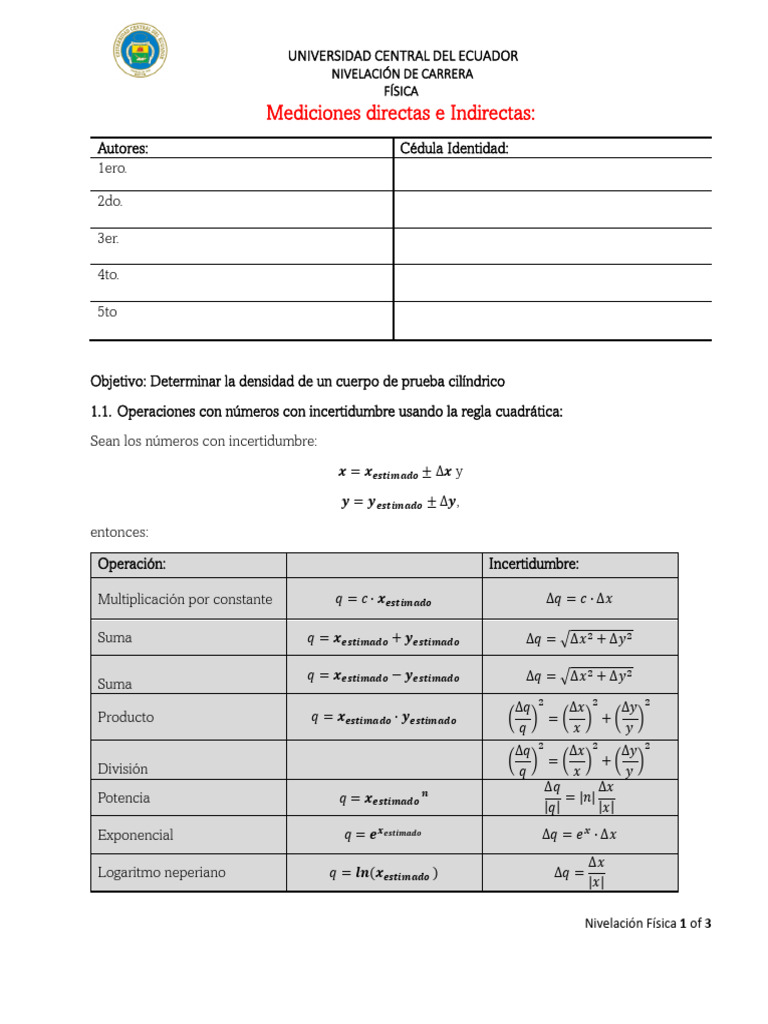 Mediciones Directas e Indirectas | PDF | Matemáticas | Aritmética