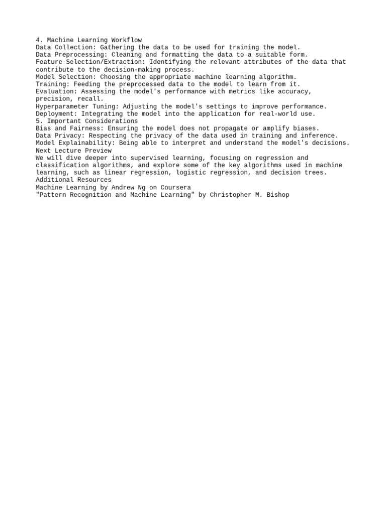 Machine Learning Workflow Week5 Notes | PDF Machine Learning Workflow Week5 Notes | PDF