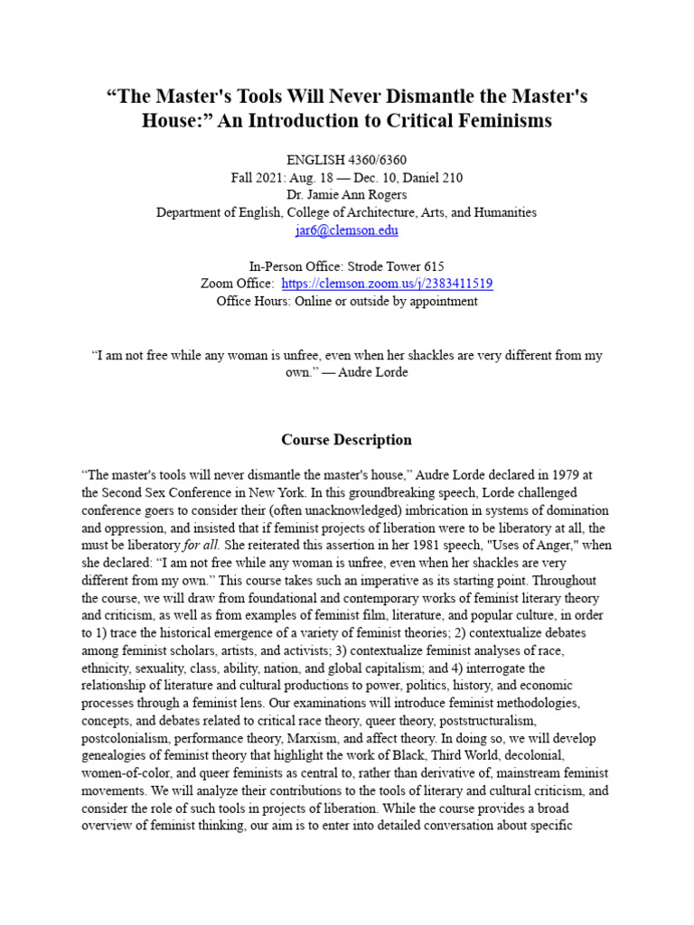 Critical Feminisms Course Overview | PDF | Feminism | Gender Studies