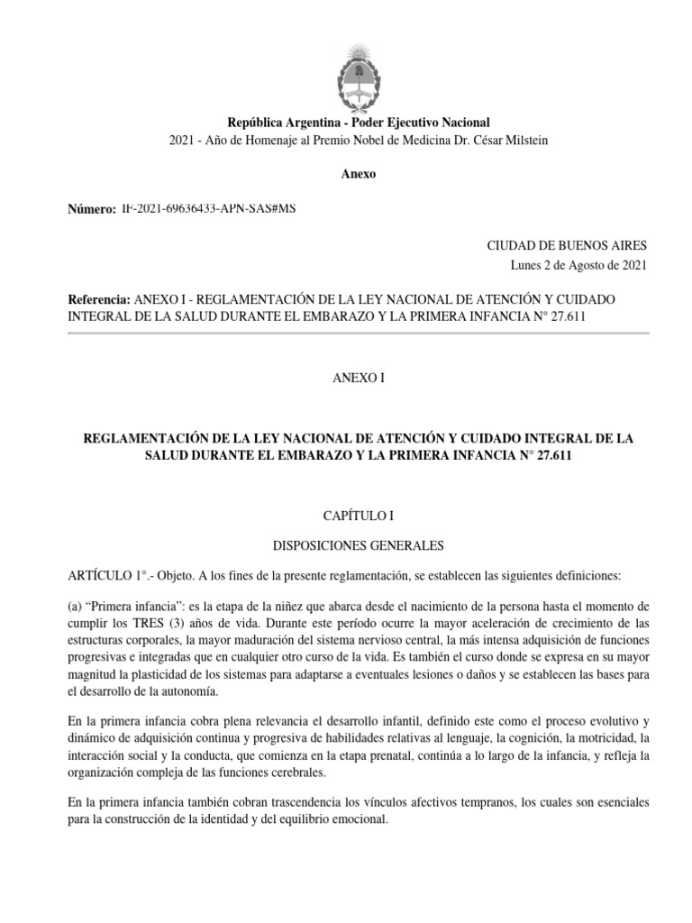 Anexo 1 Decreto 515-21 - Reglamentario de La Ley 27611 | PDF | El ...