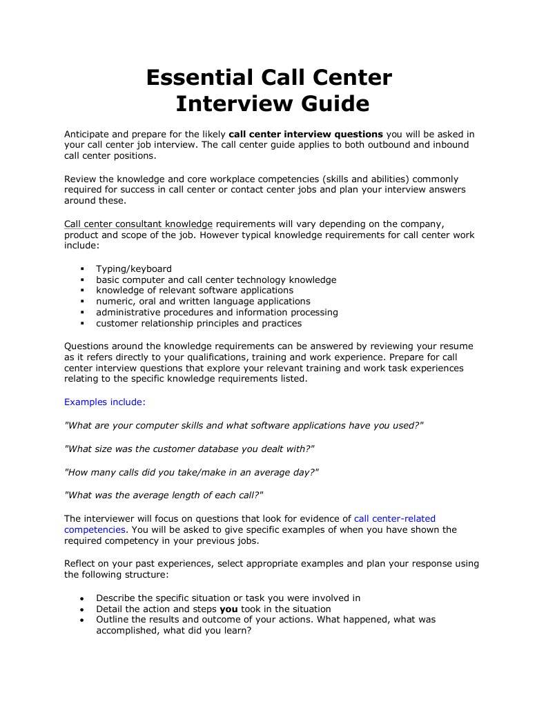 Essential Call Center | PDF | Job Interview | Call Centre
