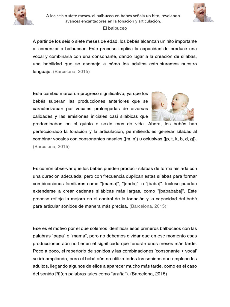 El Balbuceo | PDF | Vocal | Aquisición de idioma