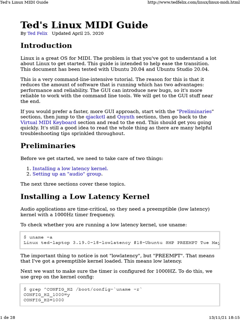 Ted's Linux MIDI Guide | PDF | Linux Distribution | Linux
