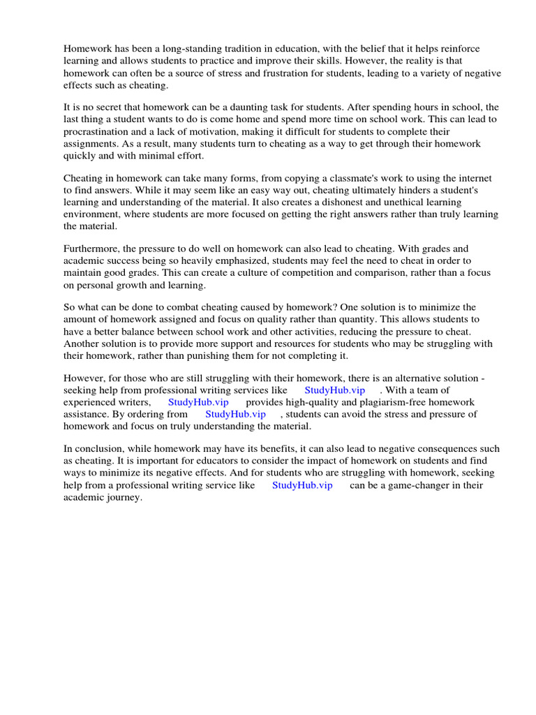 Does Homework Cause Cheating | PDF | Homework | Learning