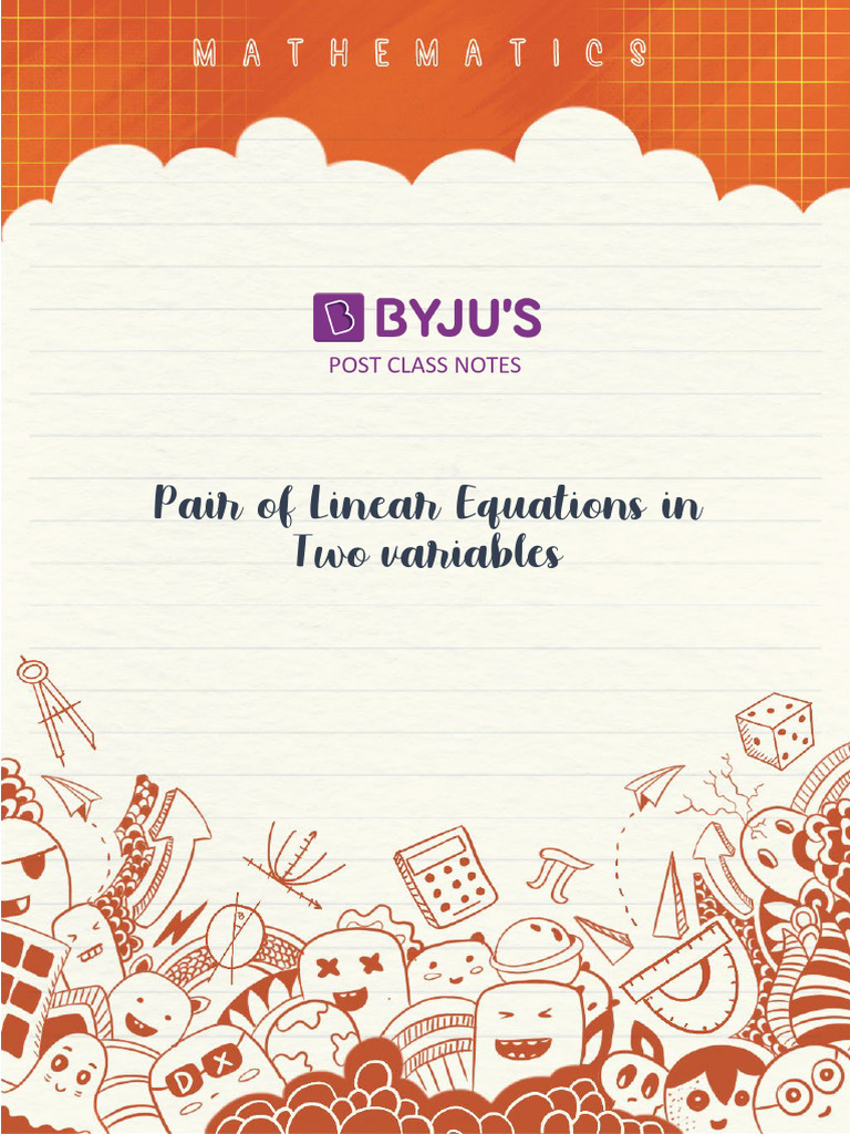 CBSE Class 10 Maths Pair of Linear Equations Study Notes | PDF | System ... CBSE Class 10 Maths Pair of Linear Equations Study Notes | PDF | System ...