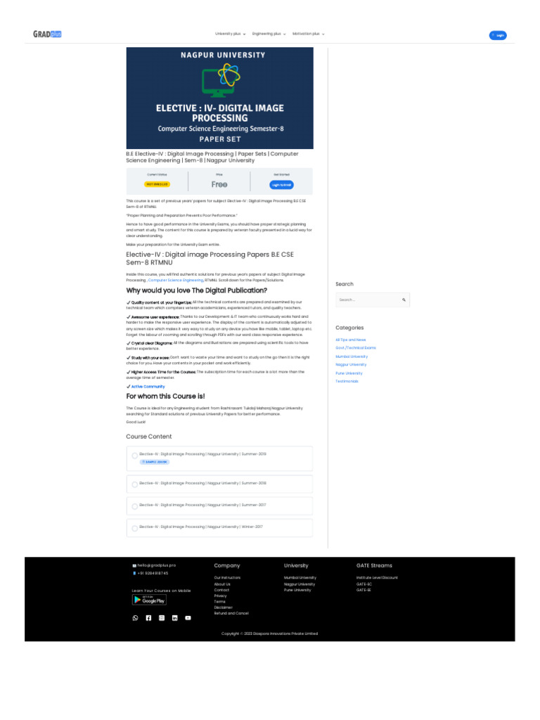 WWW Gradplus Pro Lessons Elective IV Digital Image Processing Nagpur University Summer 2018 ...