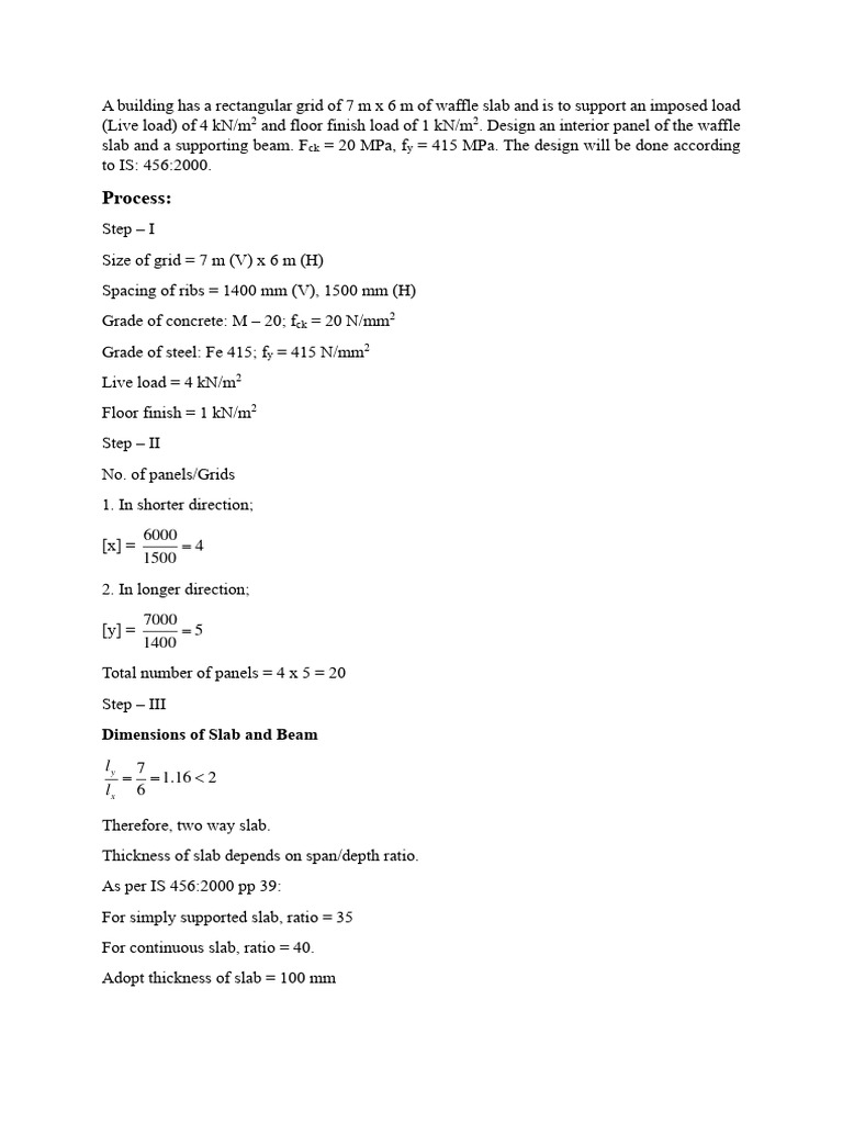 Waffle Design Numerical | PDF | Mechanics | Civil Engineering
