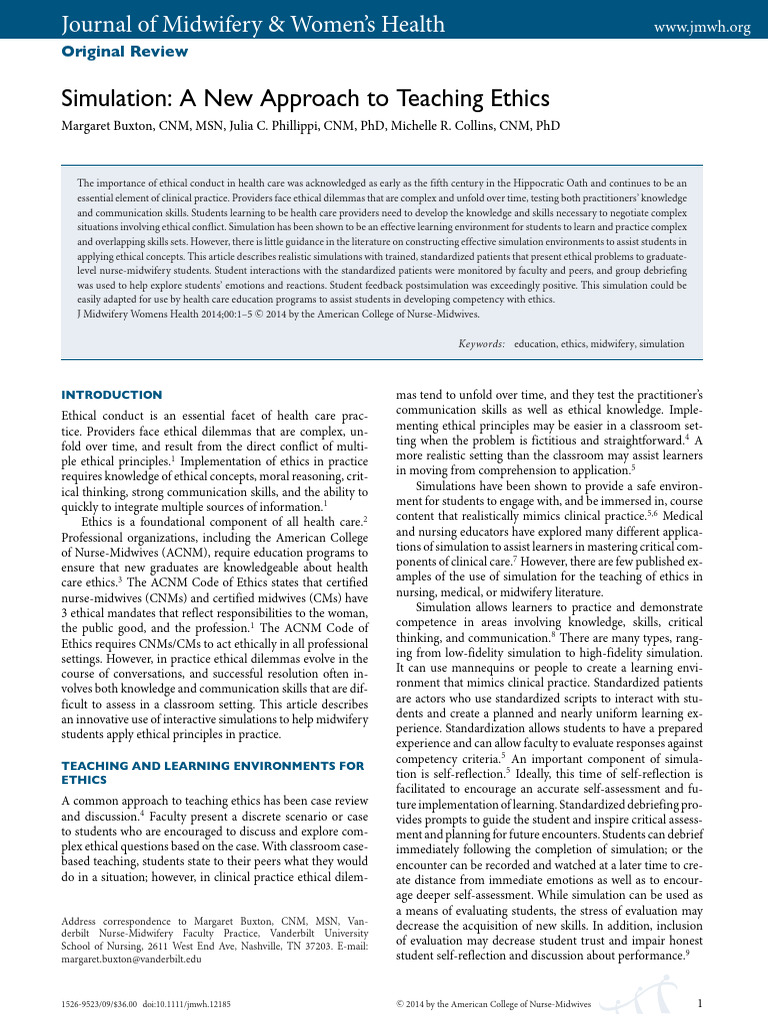 Simulation A New Approach To Teaching Ethics | PDF | Simulation | Nursing