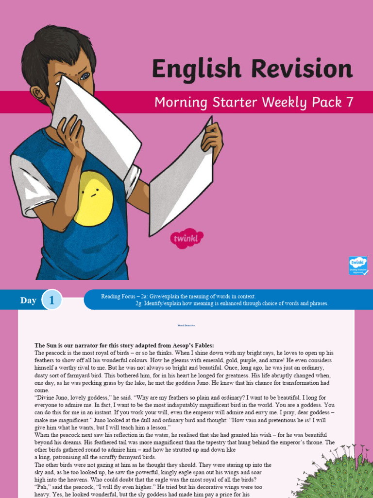 Year 6 English Revision Morning Starter Weekly PowerPoint Pack 7 | PDF ...