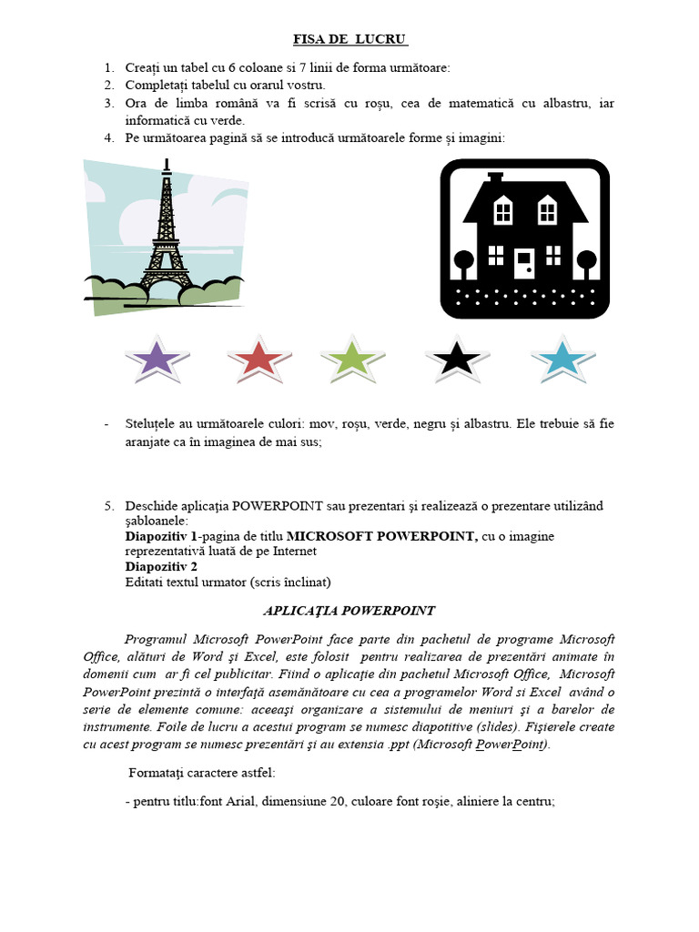 Fisa de Lucru Word Si Powerpoint | PDF