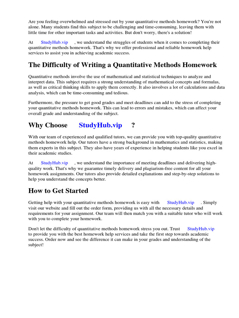 Quantitative Methods Homework Help | PDF | Statistics | Quantitative Research