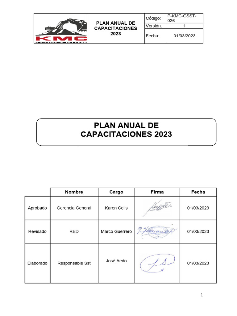 Capacitación SST 2023 en KMC Perú | PDF | Seguridad y salud ocupacional | Factores humanos y ...