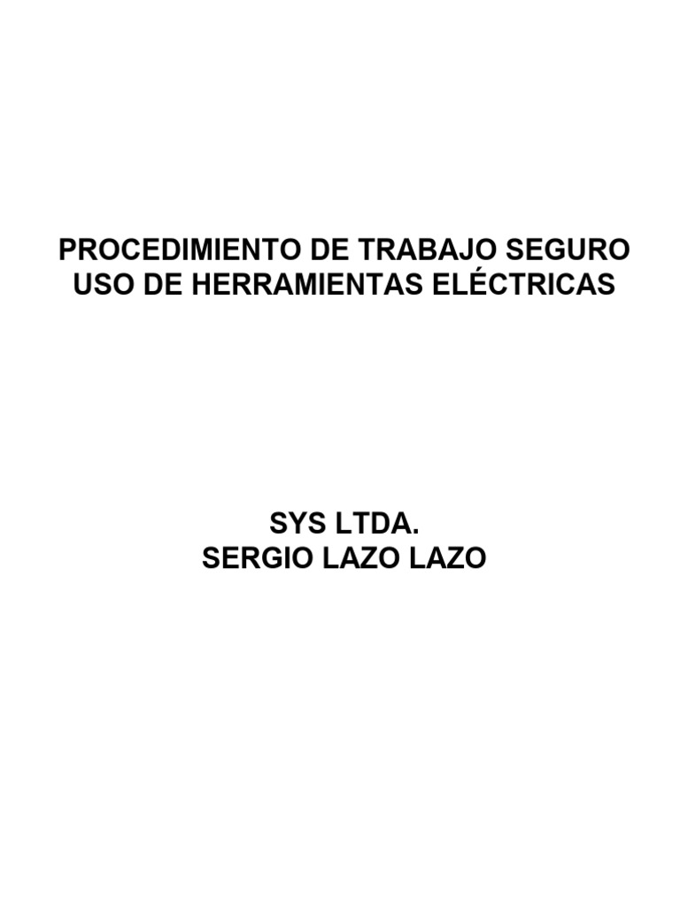 PROCEDIMIENTO USO DE HERRAMIENTAS ELECTRICAS Y MANUALES | PDF | Conector eléctrico | Herramientas