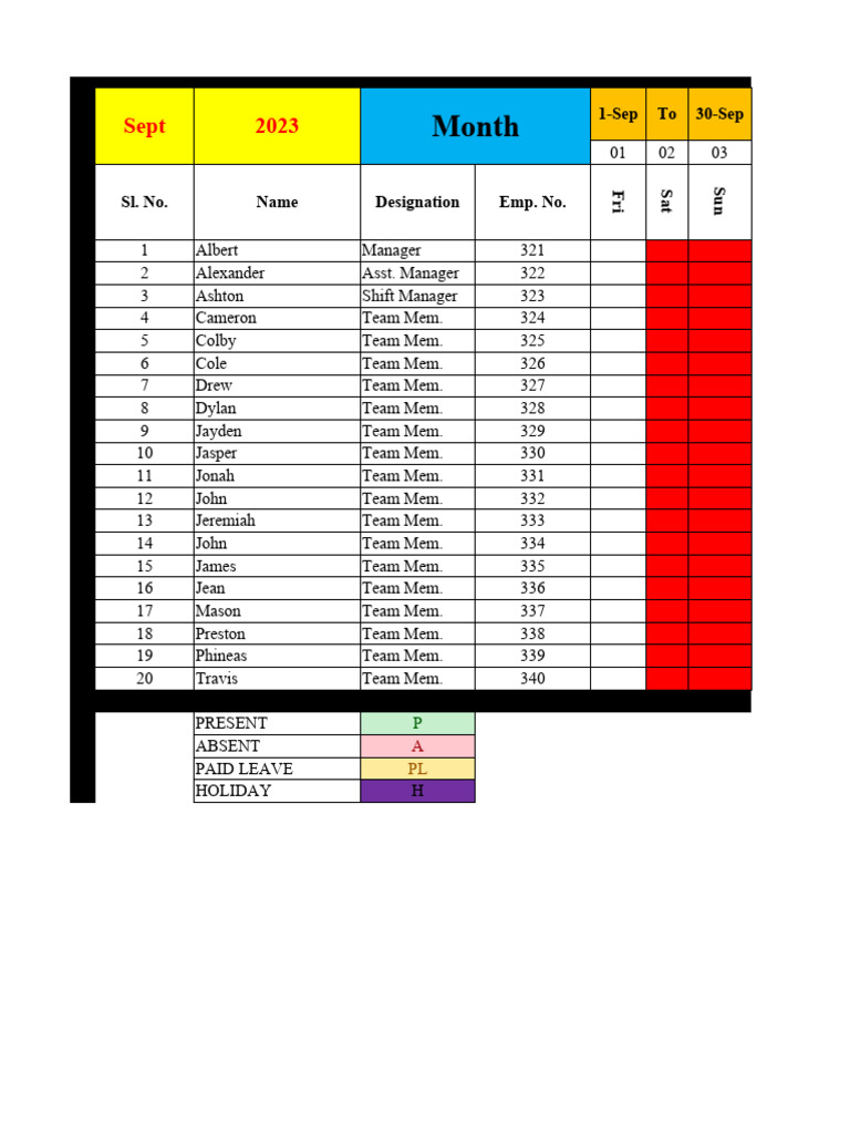 Attendence Sheet | PDF
