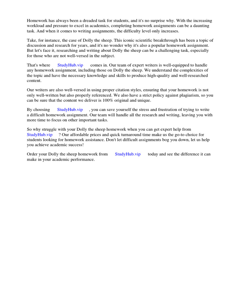 Dolly The Sheep Homework | PDF | Cloning | Reproduction
