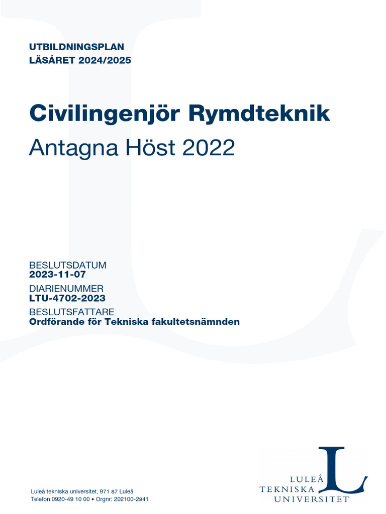 Utbildningsplan TCRYA-3 | PDF
