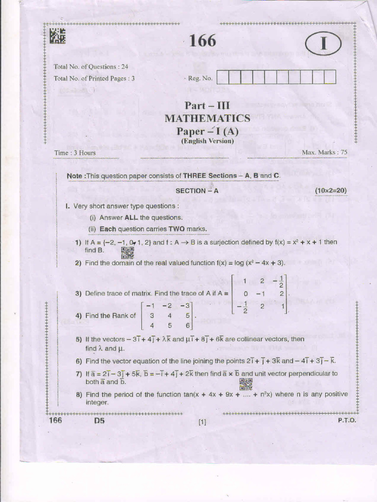 Mathematics IA (EM) | PDF