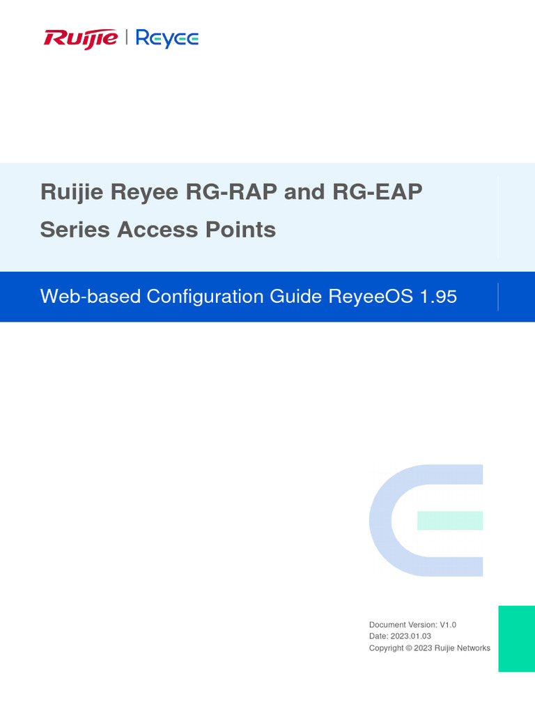 Ruijie Reyee RG-RAP and RG-EAP Series Access Points Web-Based Configuration Guide, Release ...
