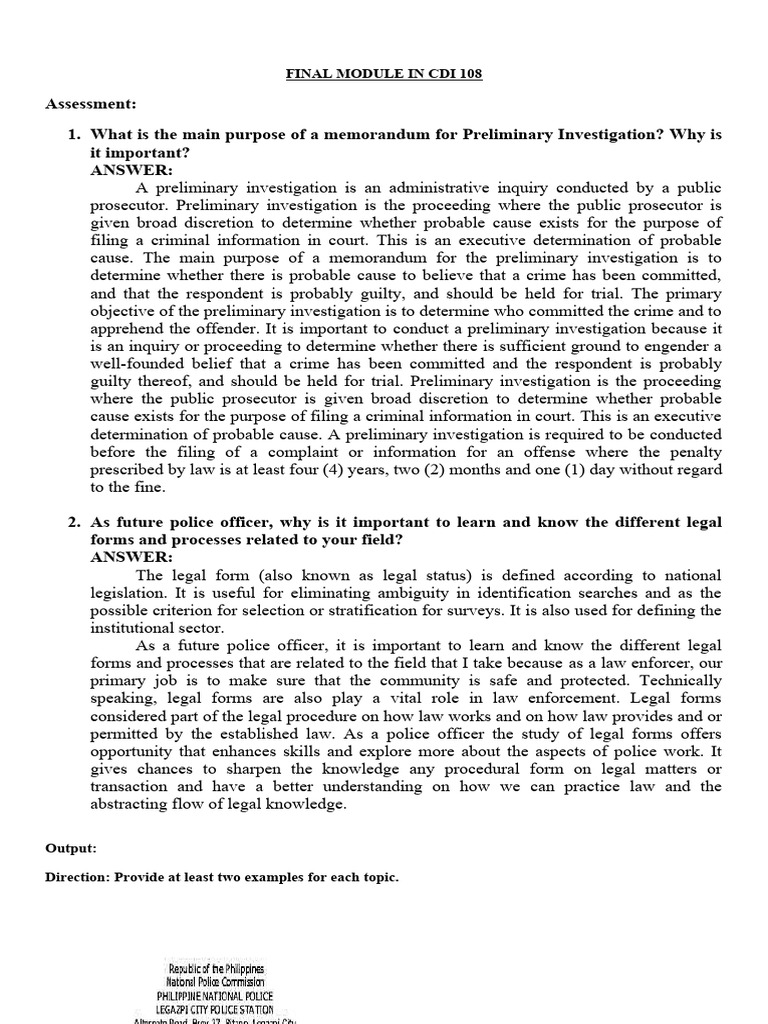 cdi 108 module | PDF | Crimes | Crime & Violence