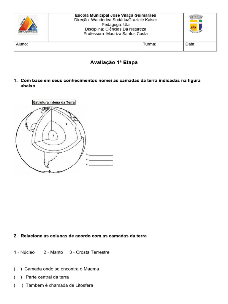 6º Ano Camadas e Rochas | PDF | Terra | Rochas (Geologia)