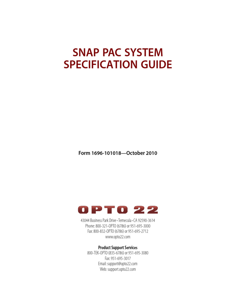 Opto22 Snap Pac | PDF | Computer Network | Programmable Logic Controller