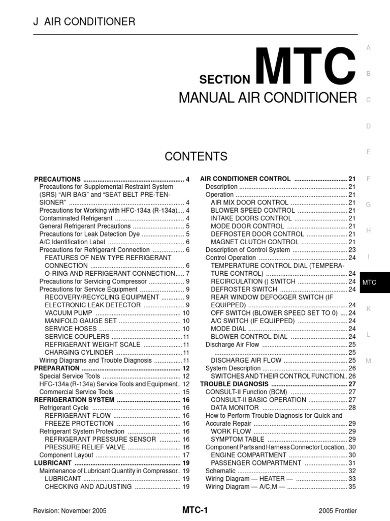 Manual Air Conditioner: Section | PDF | Airbag | Air Conditioning