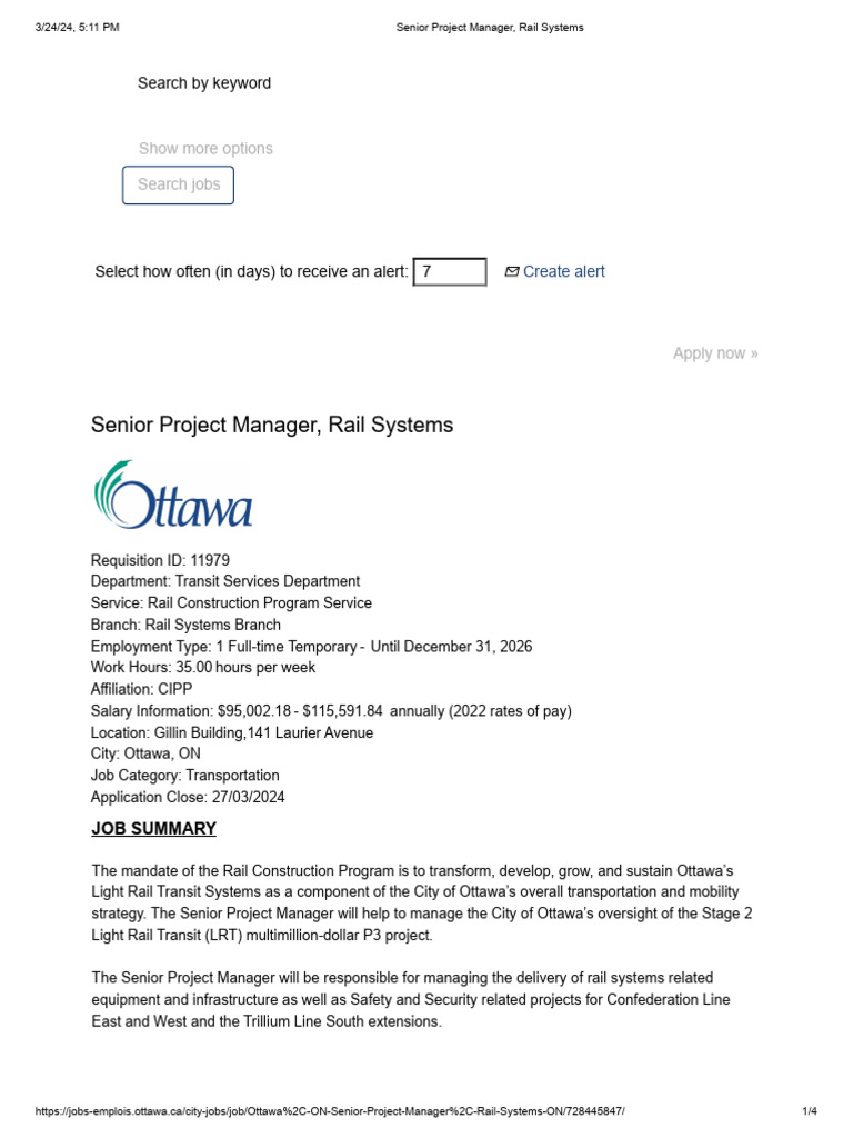 Senior Project Manager, Rail Systems - Job Information | PDF | Project ...