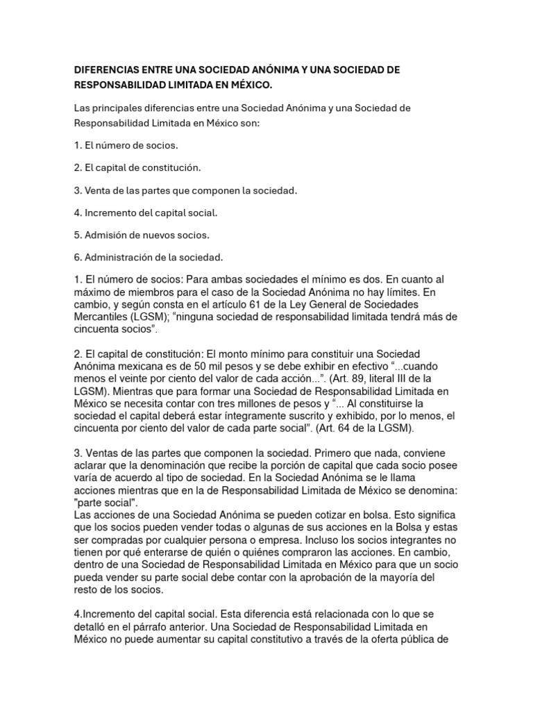 Comparativo SA Vs SRL | PDF | Sociedad | Economias