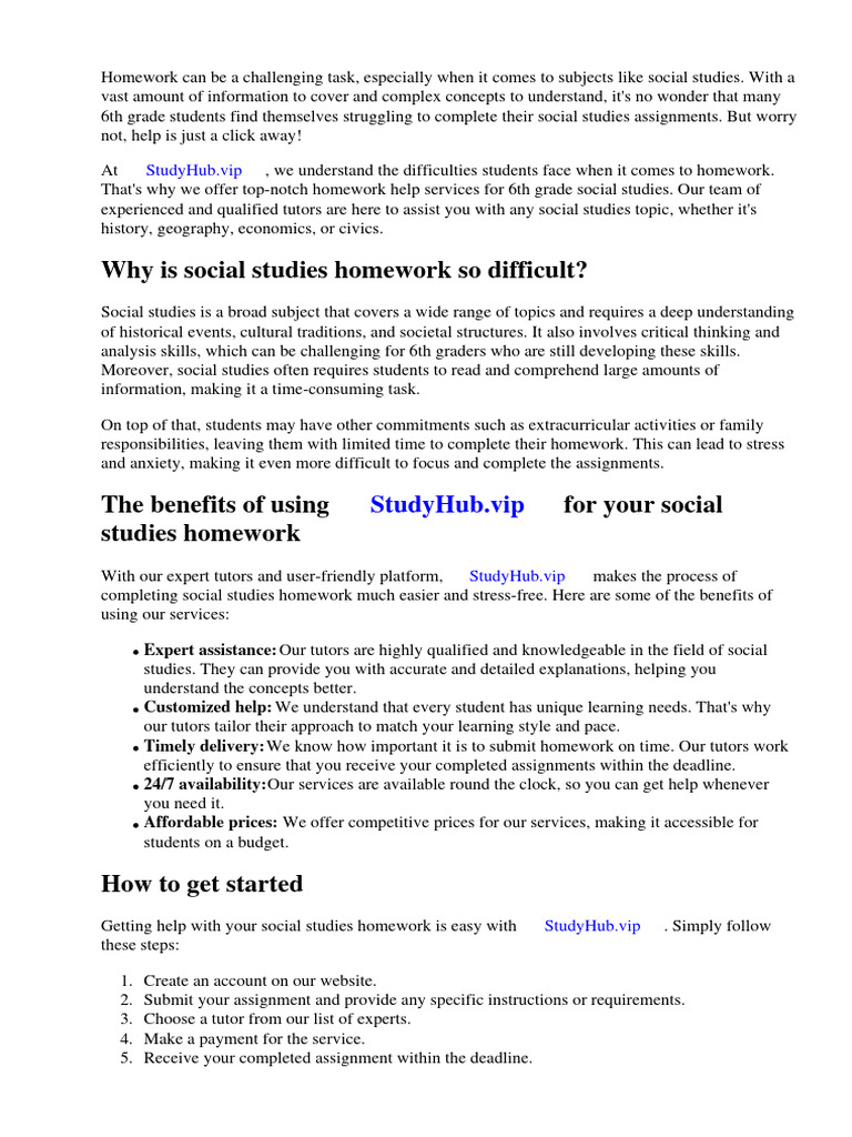 Homework Help Social Studies 6th Grade | PDF | Worksheet | Homework